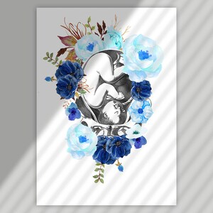 Midwife Student Gift Set, Midwife Office Wall Art, Floral Uterus Prints ...