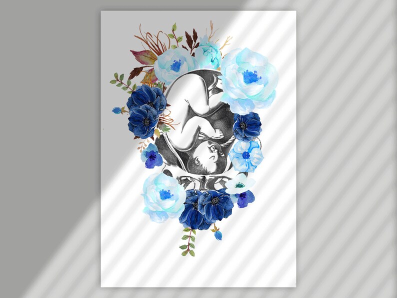 Midwife Student Gift Midwife Office Wall Art Floral Uterus - Etsy