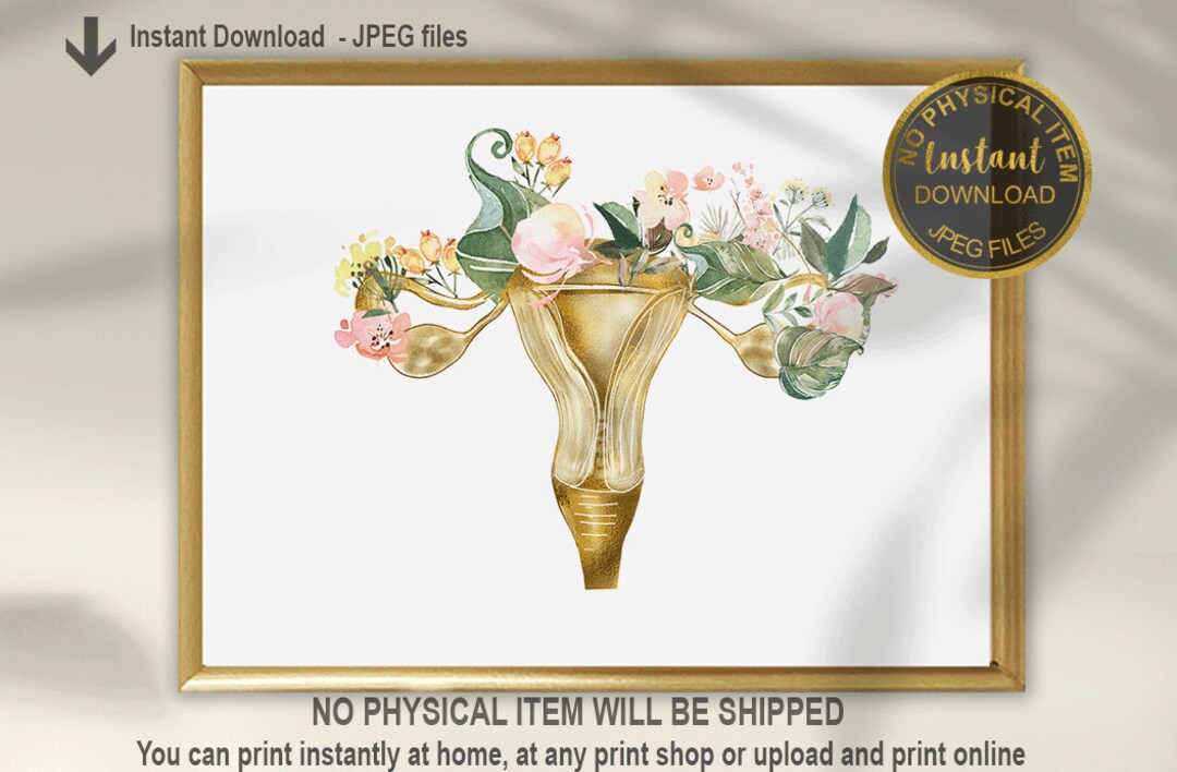 Uterus Print, Female Reproductive System, Pregnancy Gift, Uterus ...