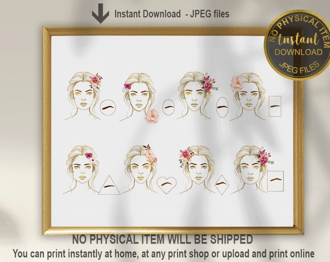 Eyebrow Chart Print, PMU Artist Decor, Microblading Wall Poster ...