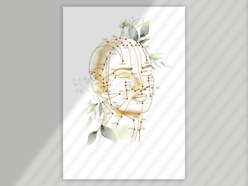 Acupuncture Points on Face, Acupuncture Chart, Chinese Medicine Art ...
