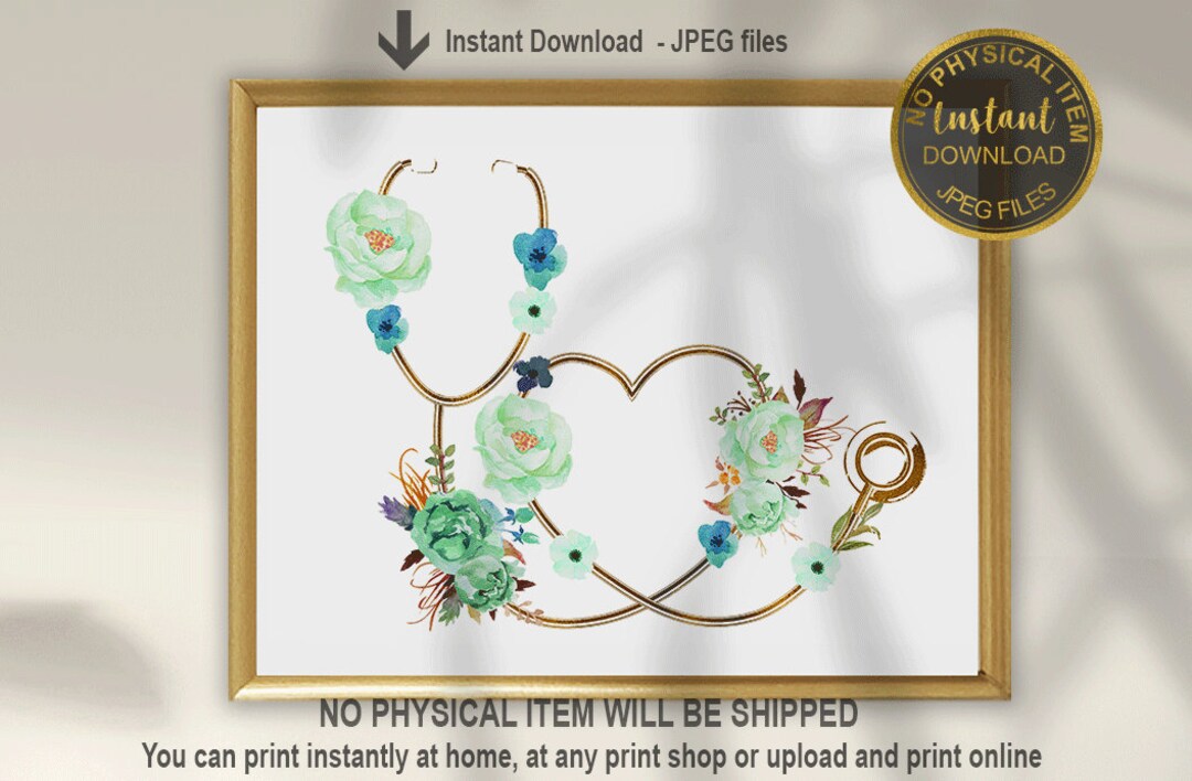 Floral Stethoscope Art, Doctor Office Decor, Doctor Gift, Doctor Office ...