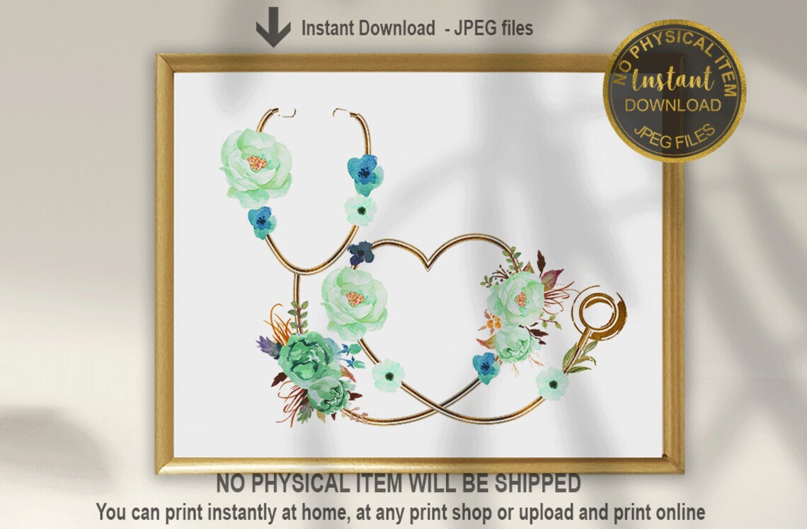 Floral Stethoscope Art Doctor Office Decor Doctor Gift | Etsy