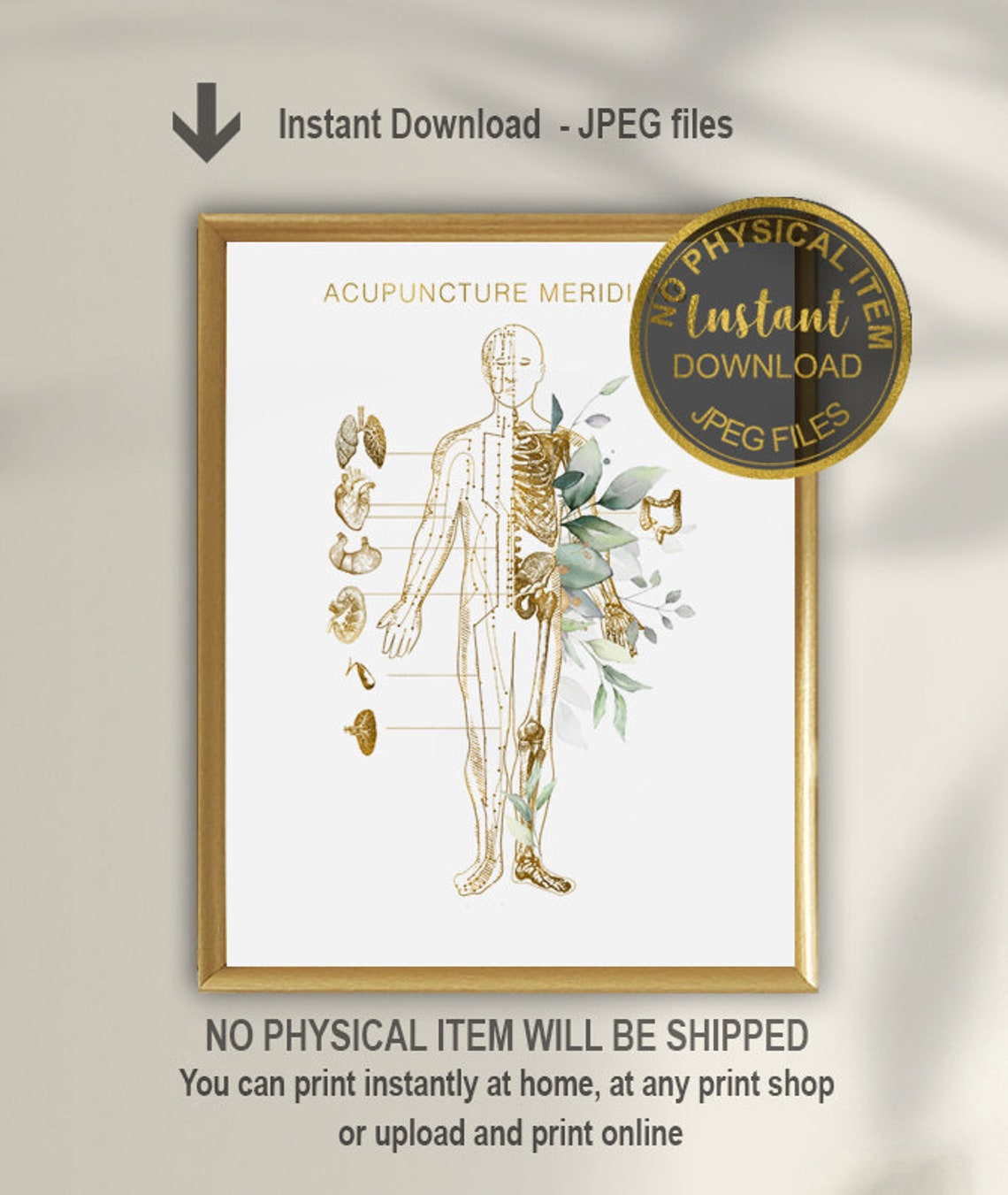 Acupuncture Meridians Poster, Acupuncturist Gift, Diagram Acupuncture ...