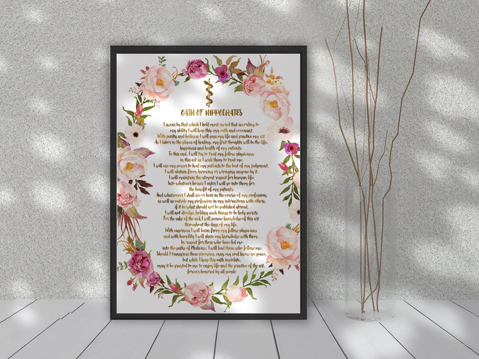 Oath of Hippocrates Art Hippocratic Oath Graduation Gift | Etsy