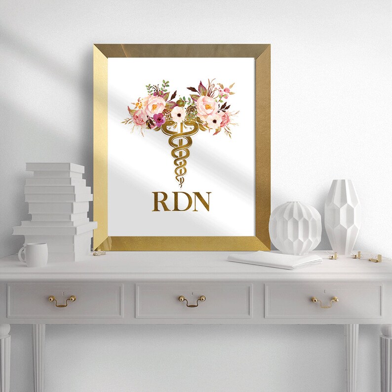 Registered Dietitian Nutritionist RDN Print Caduceus RDN | Etsy