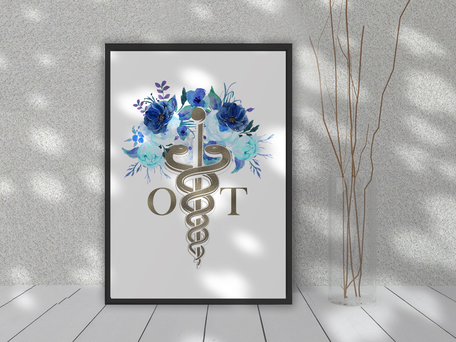 OT Caduceus Art, Occupational Therapist Gift, Medical Symbol ...