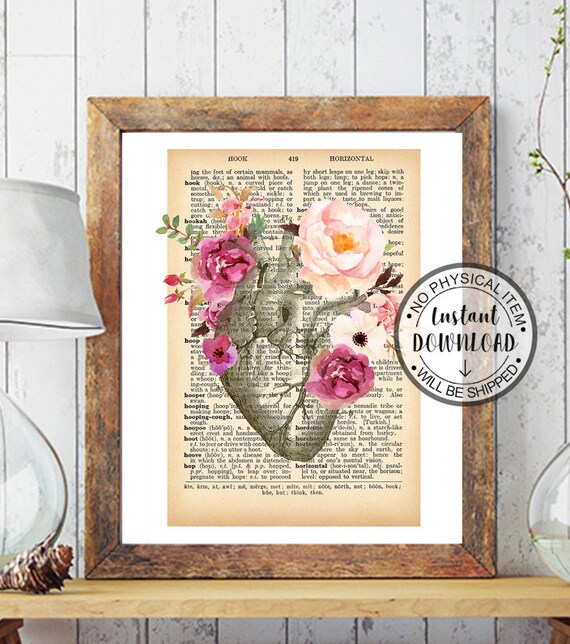 Heart Art Dictionary Print Heart Anatomy Print Dictionary | Etsy