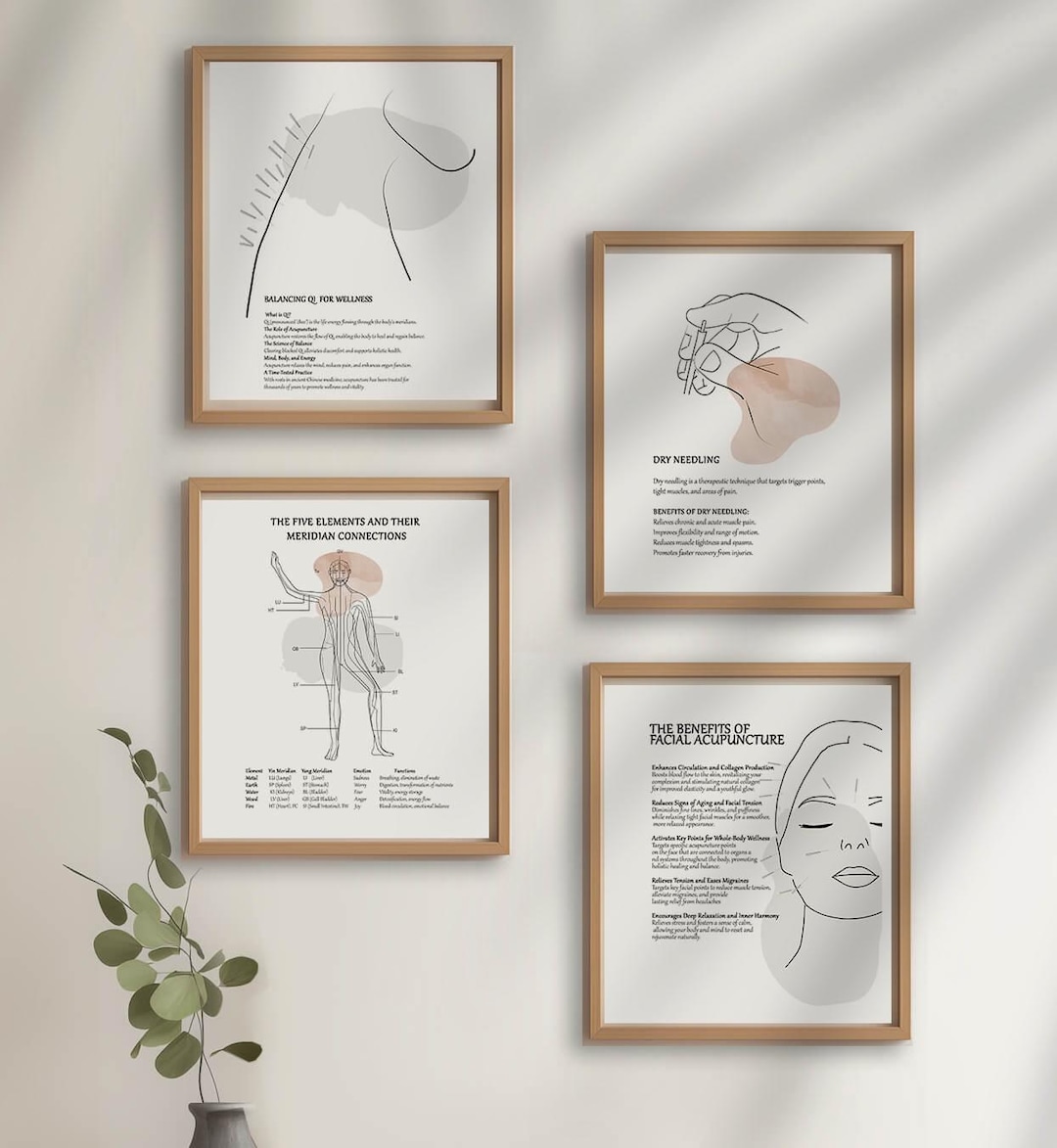 Printable Acupuncture Wall Art Set 6 Line Art Posters for Holistic ...