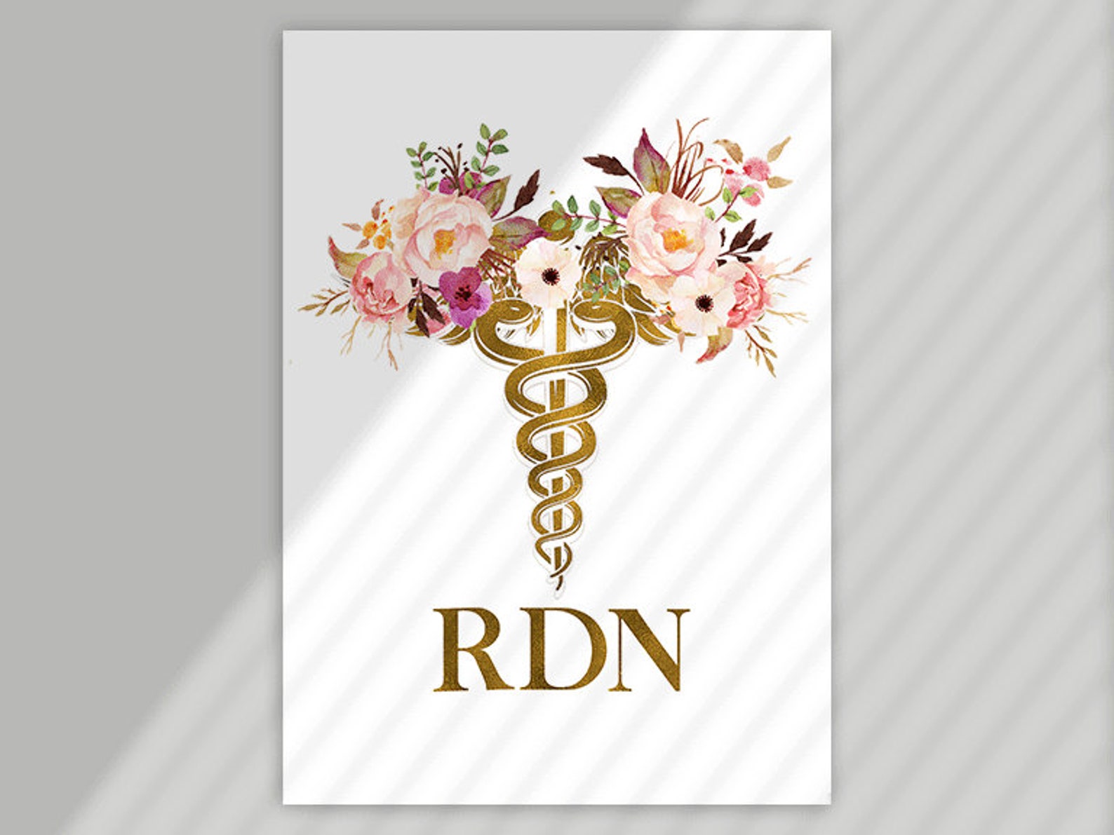 Registered Dietitian Nutritionist RDN Print Caduceus RDN | Etsy