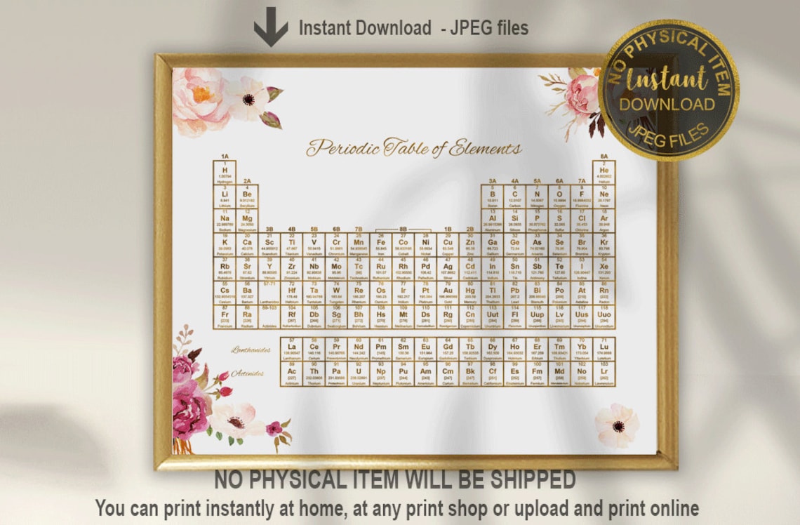 Periodic Table of the Elements Art With Flowers Periodic | Etsy