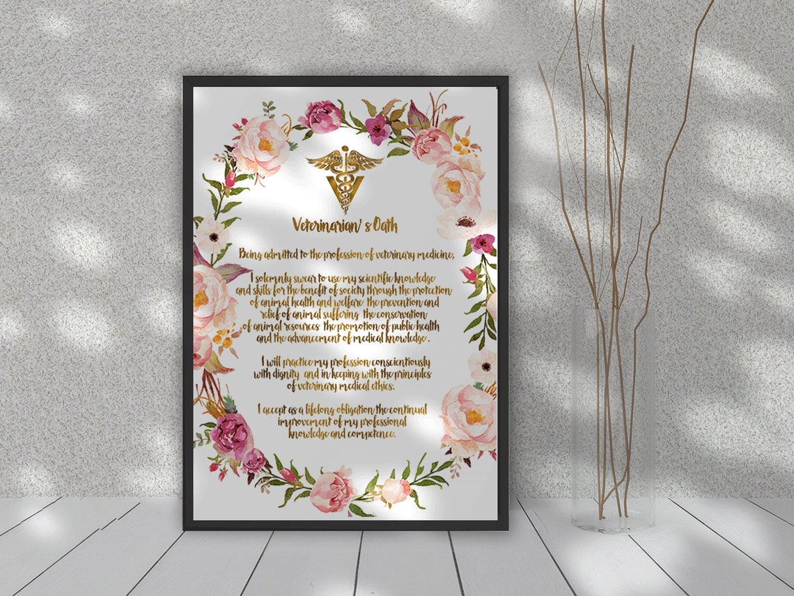 Veterinarian's Oath Print, Veterinarian Gift, Animal Doctor Gift ...