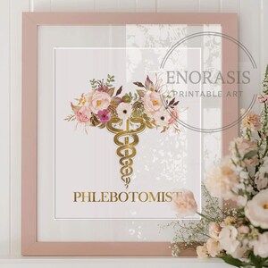 Phlebotomist Gift: Phlebotomy Art Print With Caduceus for Graduation ...
