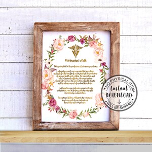 Veterinarian's Oath Print, Veterinarian Gift, Animal Doctor Gift ...
