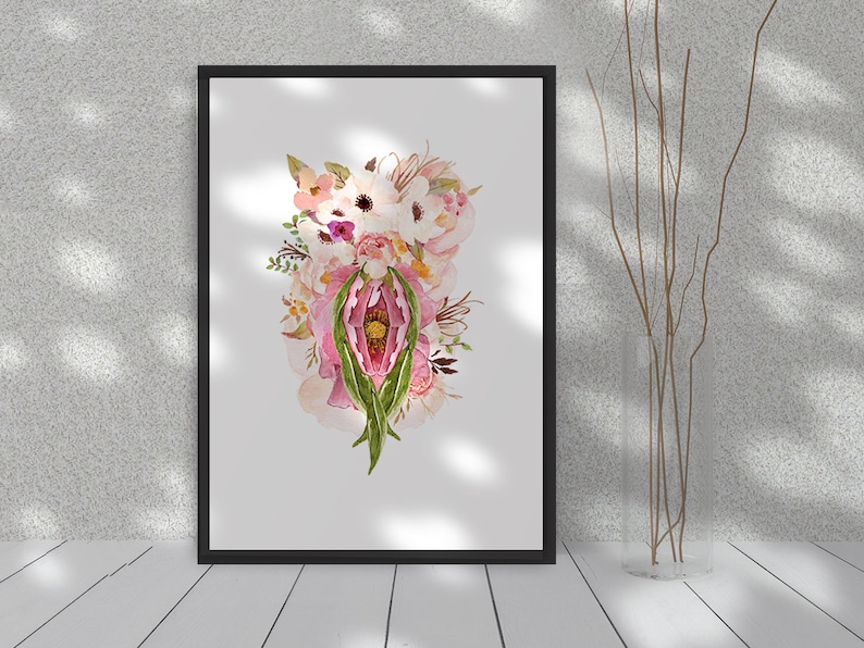 Floral Vulva Art, Vagina Art Print, Midwife Gift, Feminine Art, Anatomy ...
