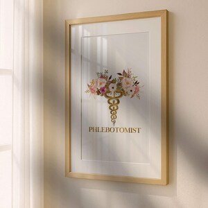 Phlebotomist Gift: Phlebotomy Art Print With Caduceus for Graduation ...