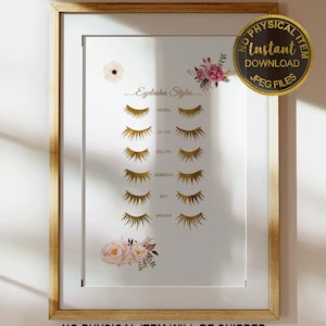 Eyelashes Styles Print, Eyelash Extensions Decor, Lash Technicians ...