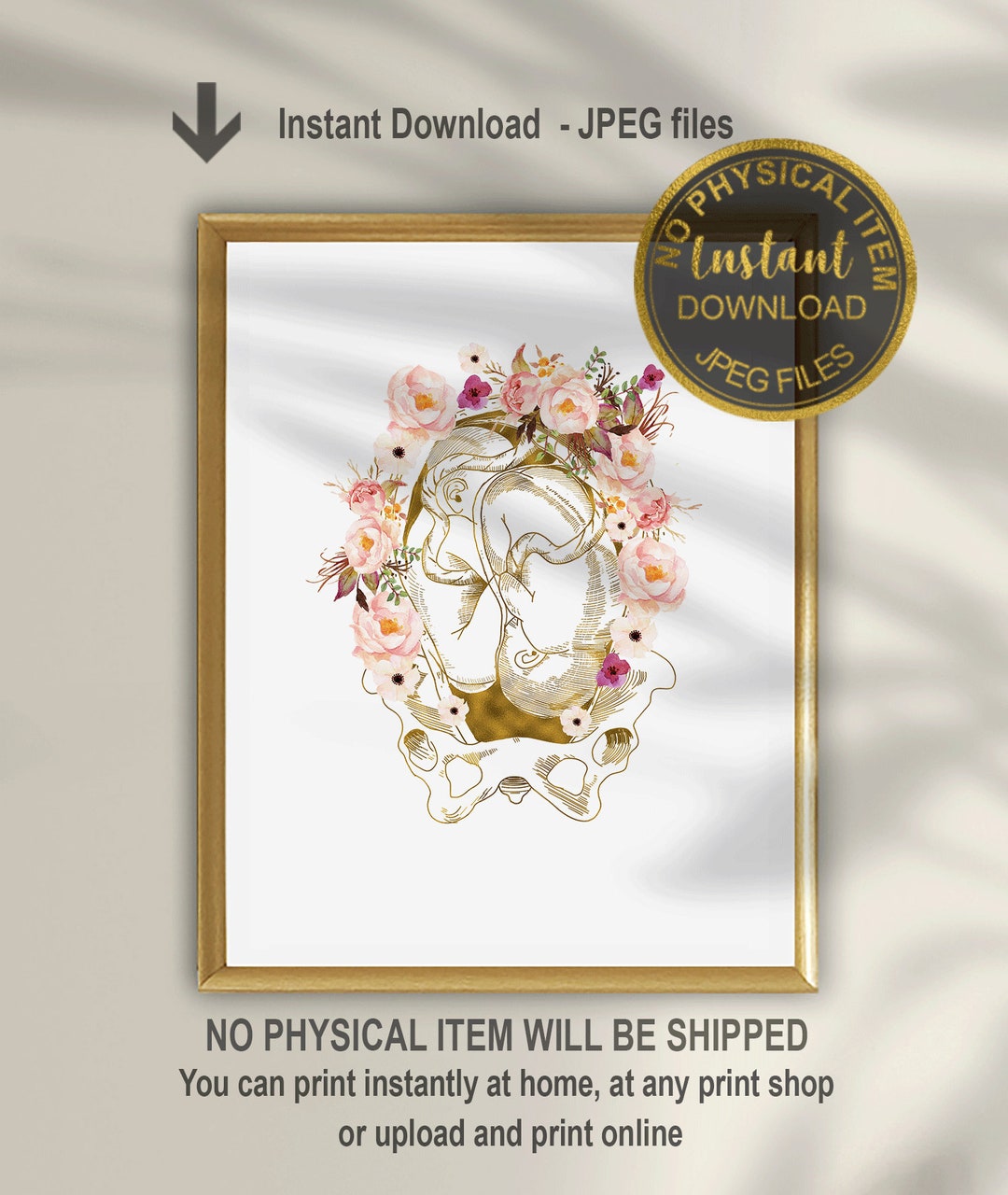 Twin Pregnancy Art | Midwife Gift & Office Decor, Twins Announcement ...