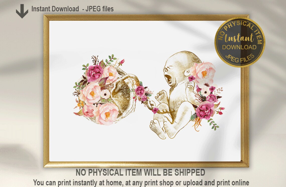 Doula Art Baby With Placenta Midwife Gift Birth Art Birth - Etsy