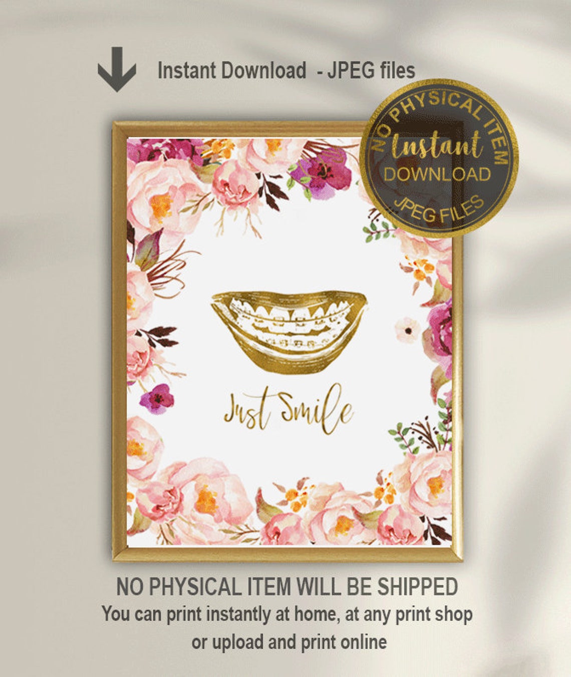 Smile Art Print, Smile Teeth Art, Dental Braces Print, Orthodontist ...