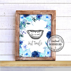 Smile Wall Art, Dental Hygienist Art, Dental Assistant Gift, Smile Art ...