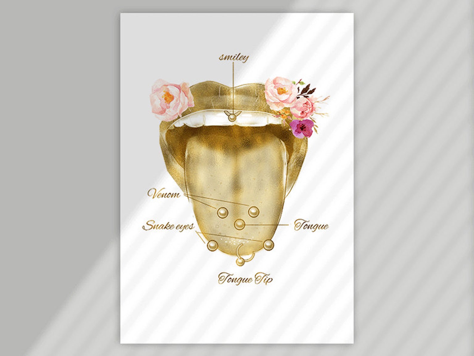 Tongue Piercing Chart Art Print Piercing Art Print Piercings - Etsy