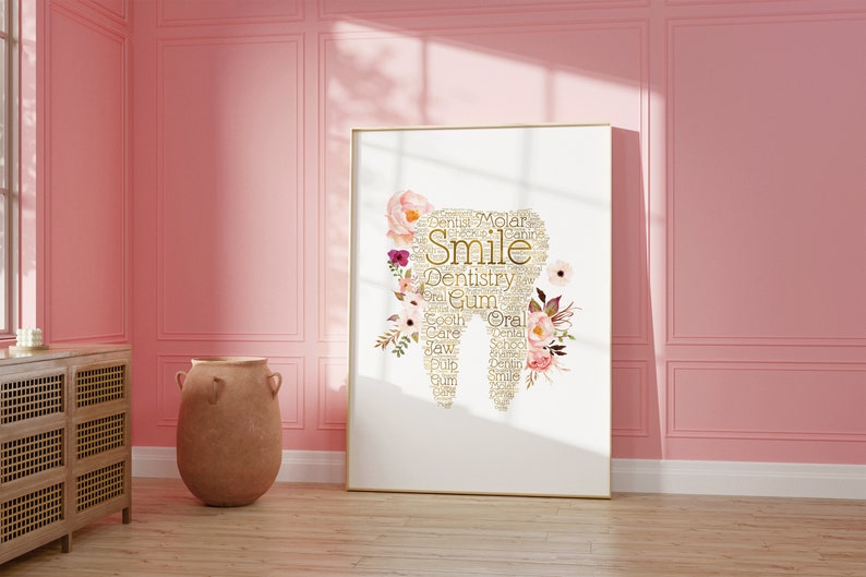 Tooth Wall Art Printable, Dental Office Decor, Dentist Wall Art, Dental ...