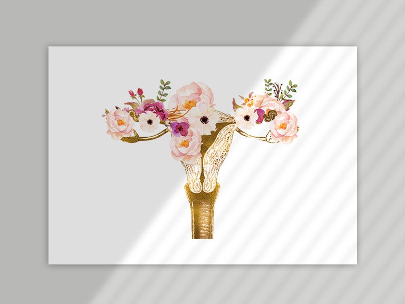 Floral Uterus Anatomy Art, Female Reproductive, Feminist Art,pregnancy ...