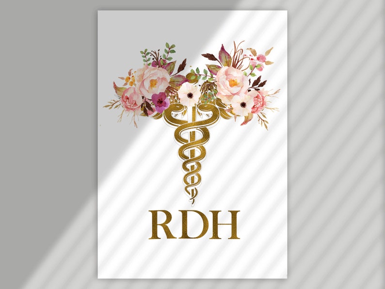 RDH Caduceus Art Dental Hygienist Gift RDH Dentist Gift for - Etsy