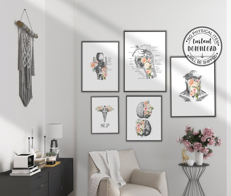 SLP Office Decor SLP Art Set of 5 Speech Language | Etsy