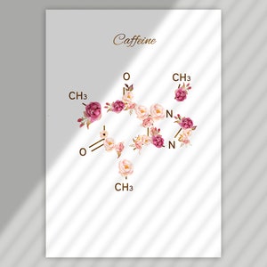 Caffeine Molecule Print, Coffee Wall Art, Caffeine Print, Caffeine ...