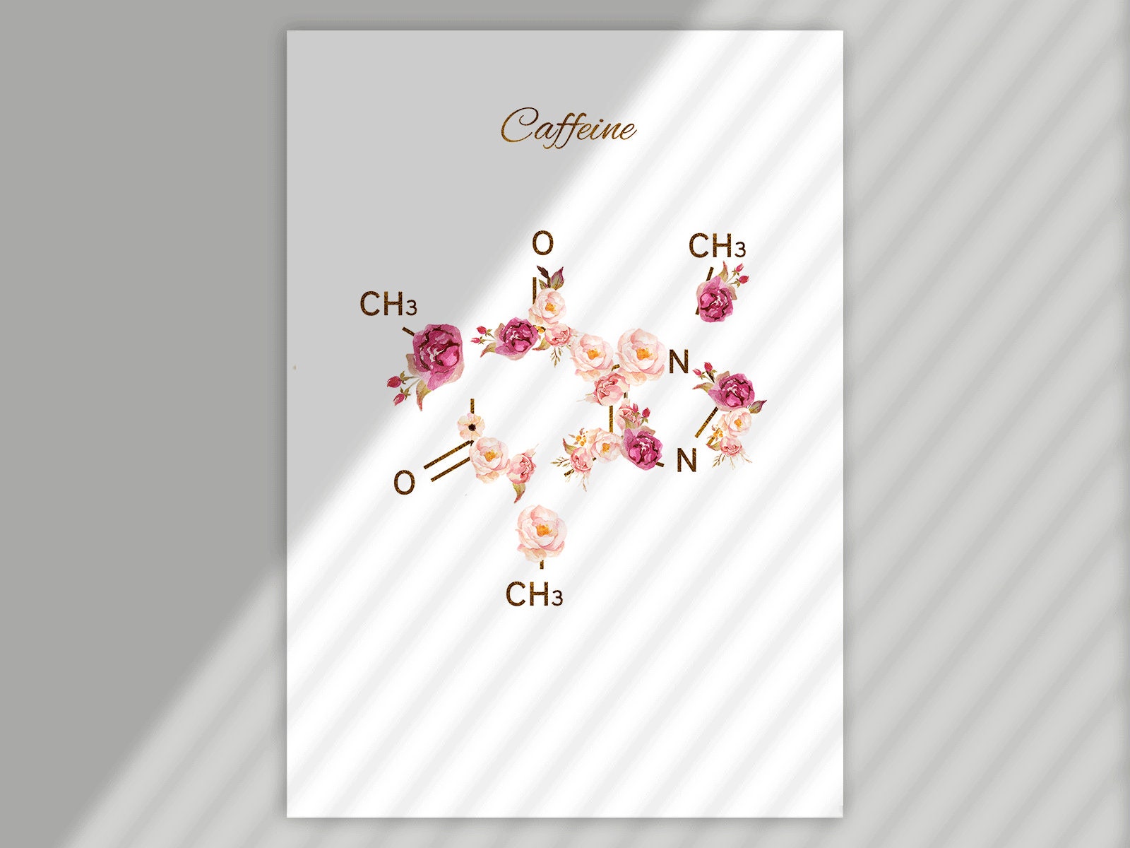 Caffeine Molecule Print, Coffee Wall Art, Caffeine Print, Caffeine ...