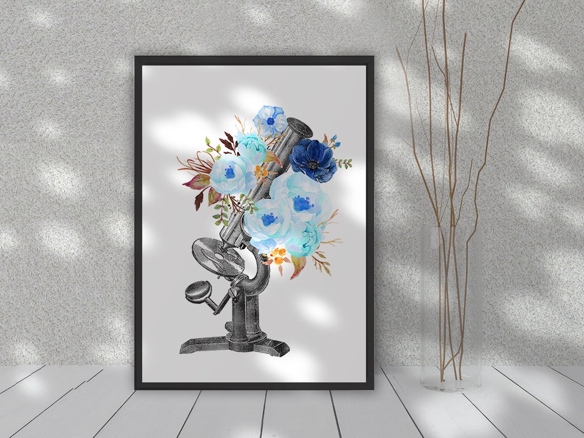 Microscope Print Laboratory Science Art Microbiology Art - Etsy