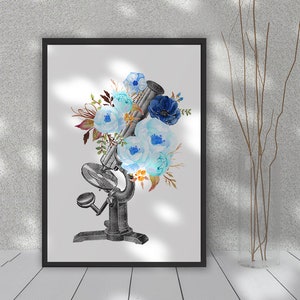 Microscope Print, Laboratory Science Art, Microbiology Art ...
