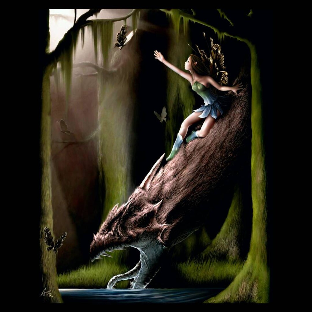 The Woolly Dragon & Butterfly Fairy Print - Etsy