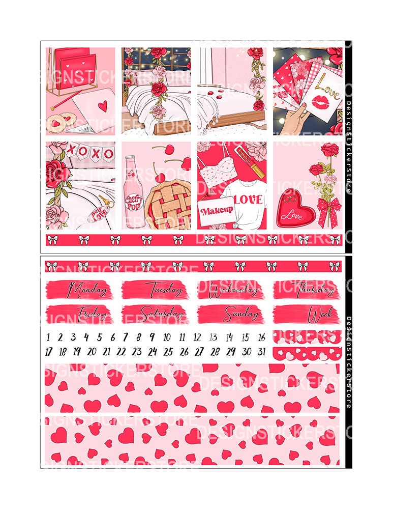VALENTINES DAY Printable Planner Stickers/valentines Weekly | Etsy