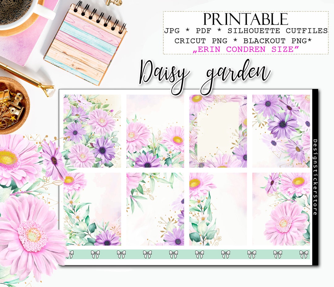 DAISY GARDEN Printable Floral Weekly Kit/floral Planner Stickers ...