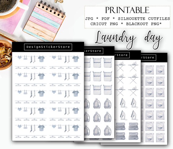 LAUNDRY DAY Printable Icon Set/watercolor Laundry Sticker | Etsy