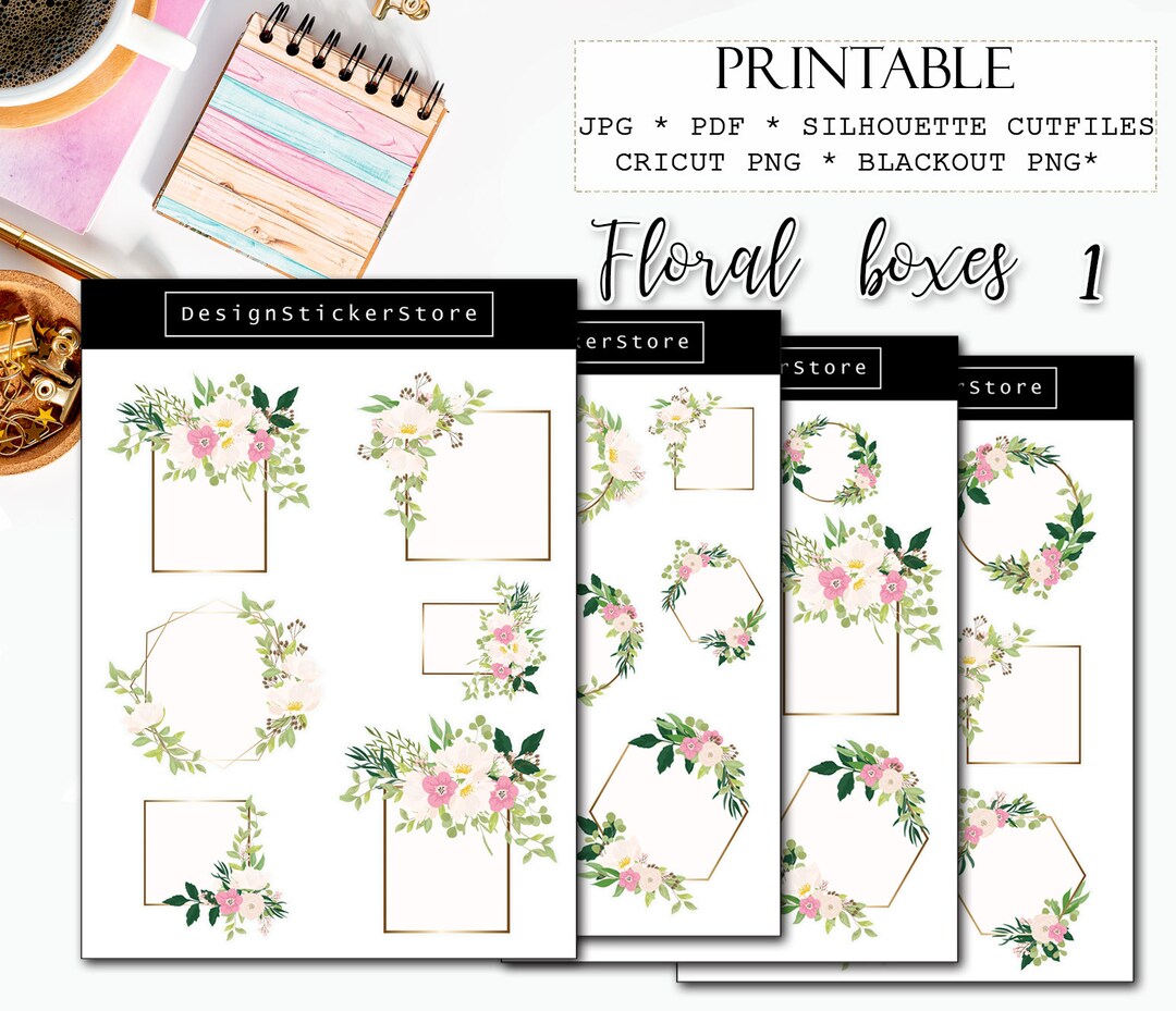 FLORAL BOXES 1 Printable Planner Stickers/printable Floral Deco ...