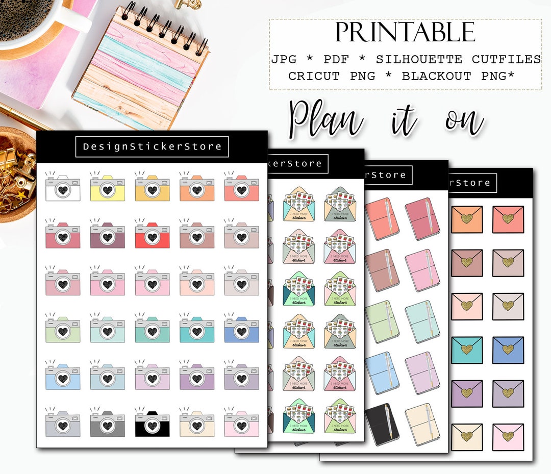 PLAN IT ON Printable Planner Stickers/planning Icons/camera Sticker Set ...