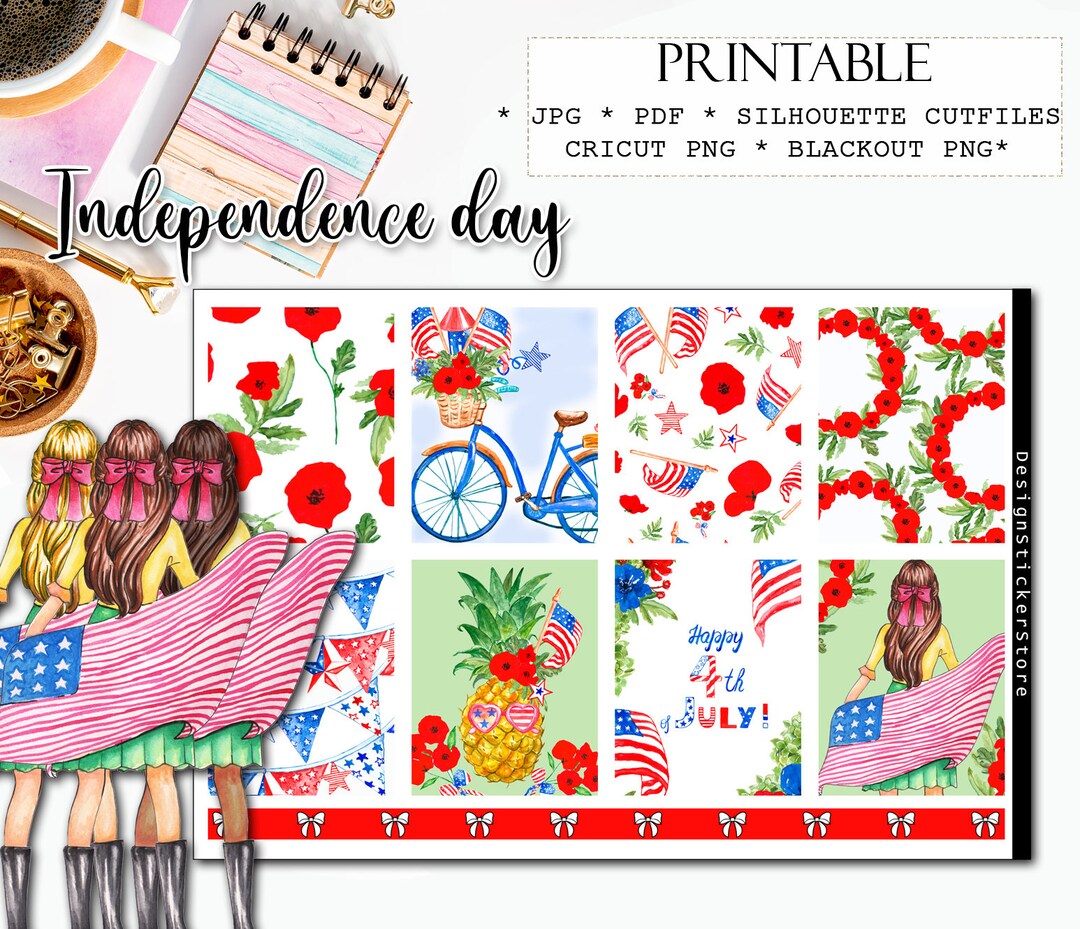 INDEPENDENCE DAY Printable Planner Stickers/july 4 Printable Weekly Kit ...