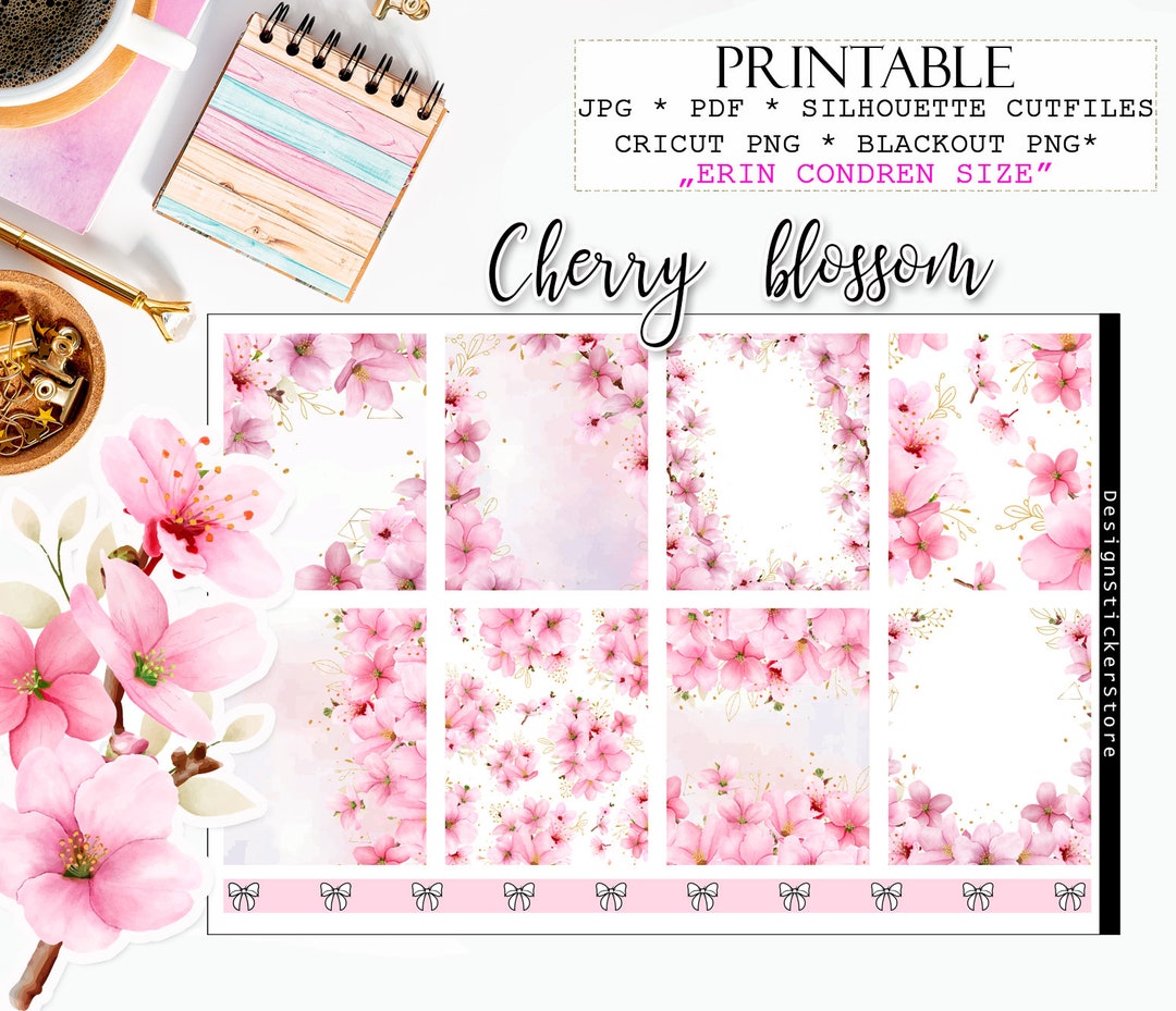 CHERRY BLOSSOM Printable Planner Stickers/cherry Blossom Weekly Kit ...