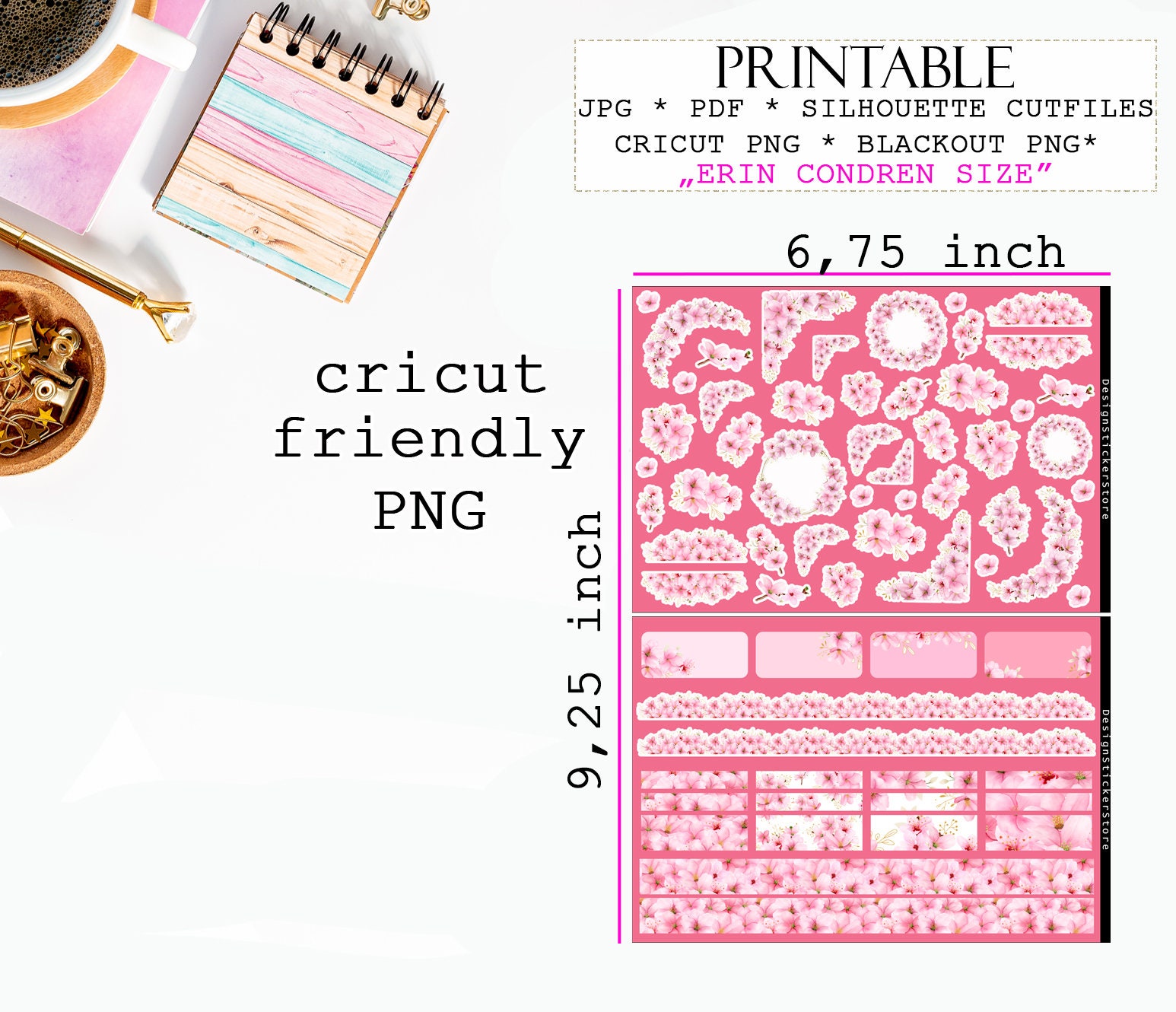 CHERRY BLOSSOM Printable Planner Stickers/cherry Blossom | Etsy