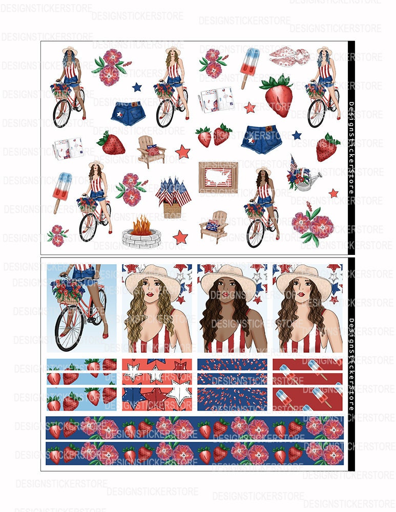 4th of JULY Printable Planner Stickers/july Monthly - Etsy