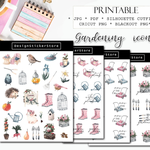 Gardening Icons Stickers - Etsy