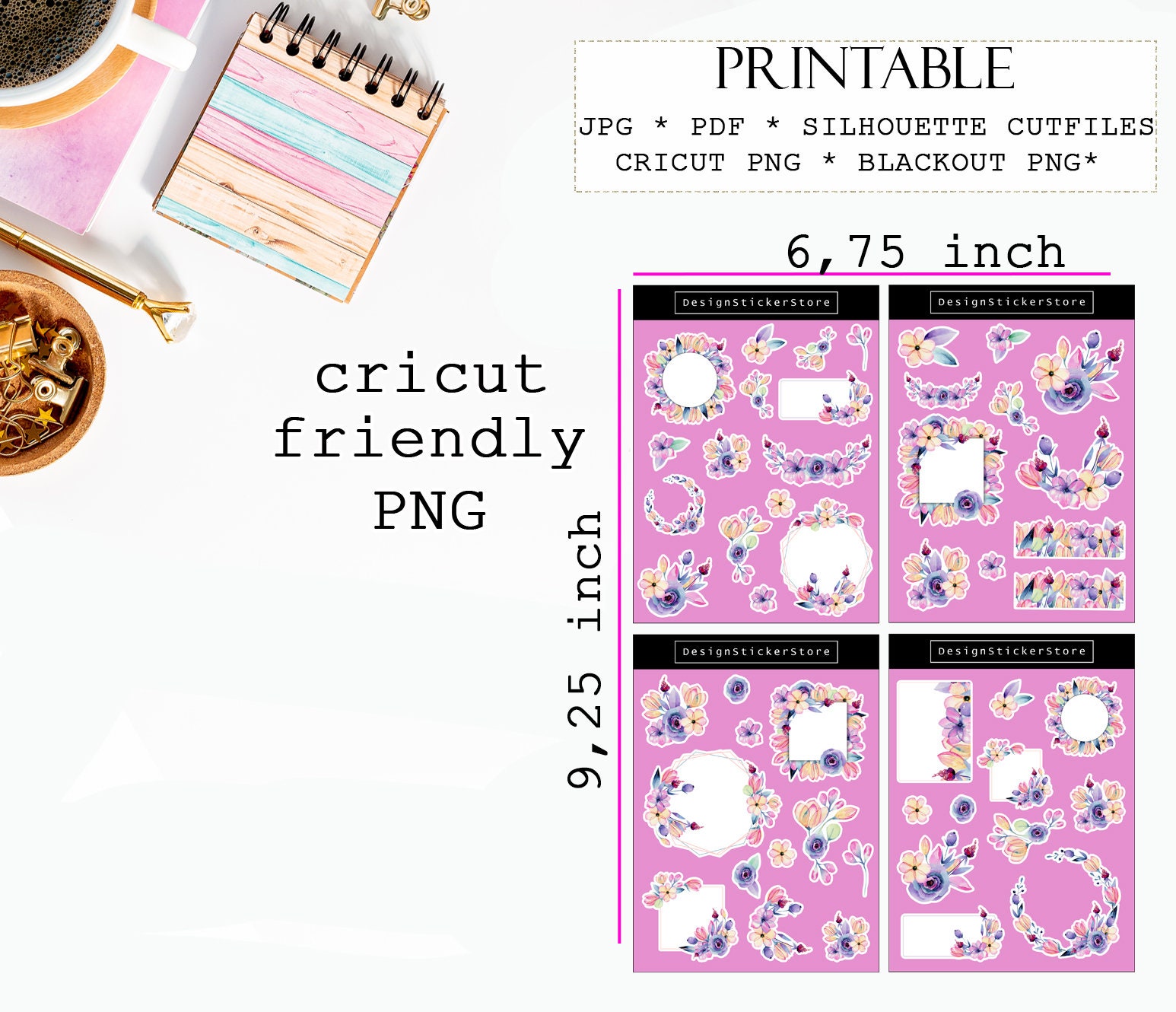 FLORAL BOXES 1 Printable Planner Stickers/printable Floral - Etsy
