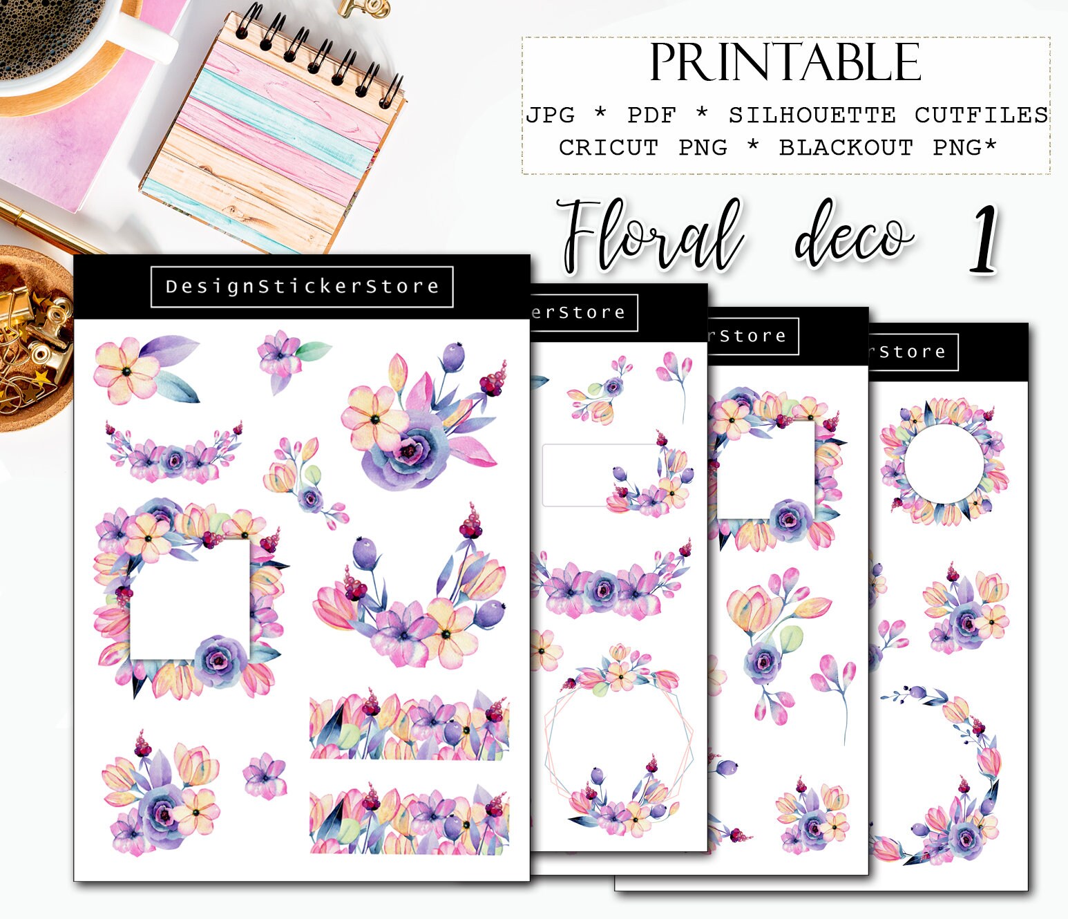 FLORAL BOXES 1 Printable Planner Stickers/printable Floral - Etsy