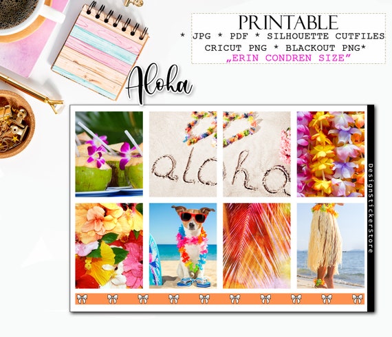 ALOHA Printable Photo Stickers for Erin Condren - Etsy