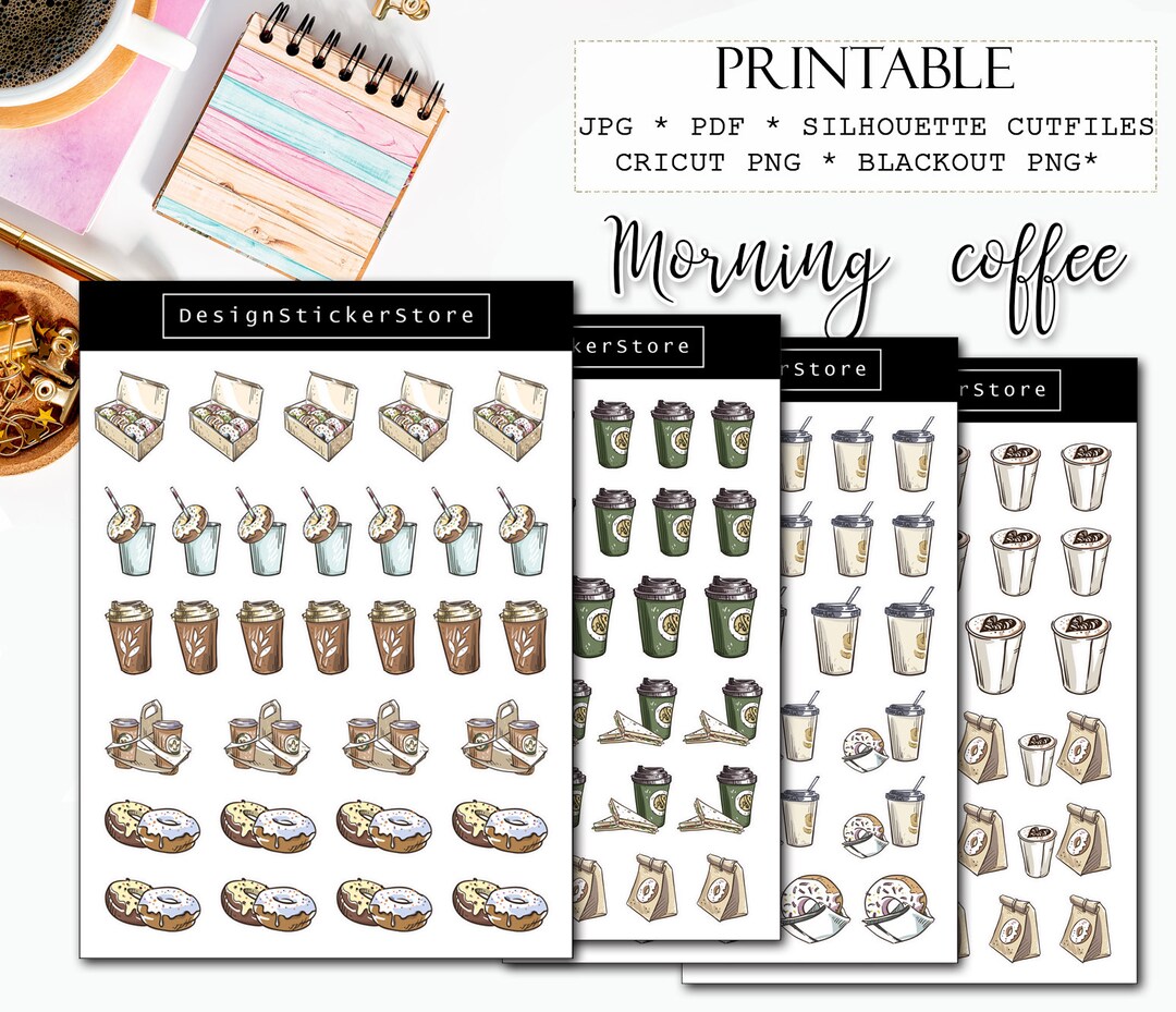 MORNING COFFEE Printable Icon Set/printable Planner Stickers - Etsy