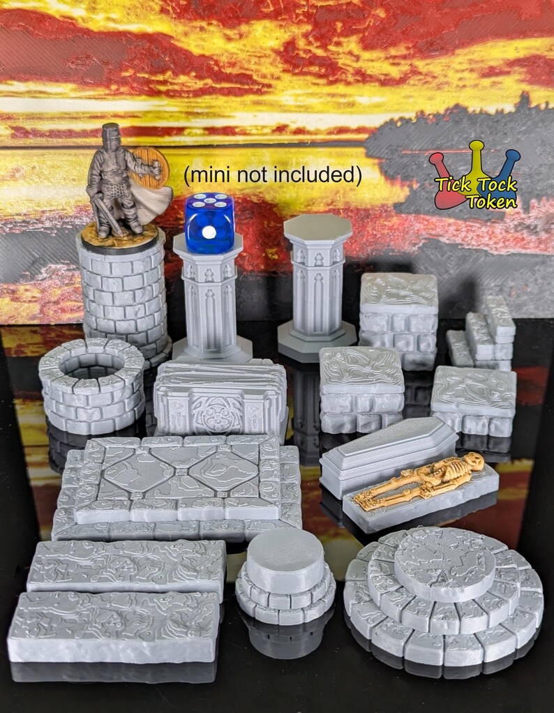 Dungeon Scatter Terrain Set (16pcs): Columns, Altar, Well - 28mm RPG - Etsy